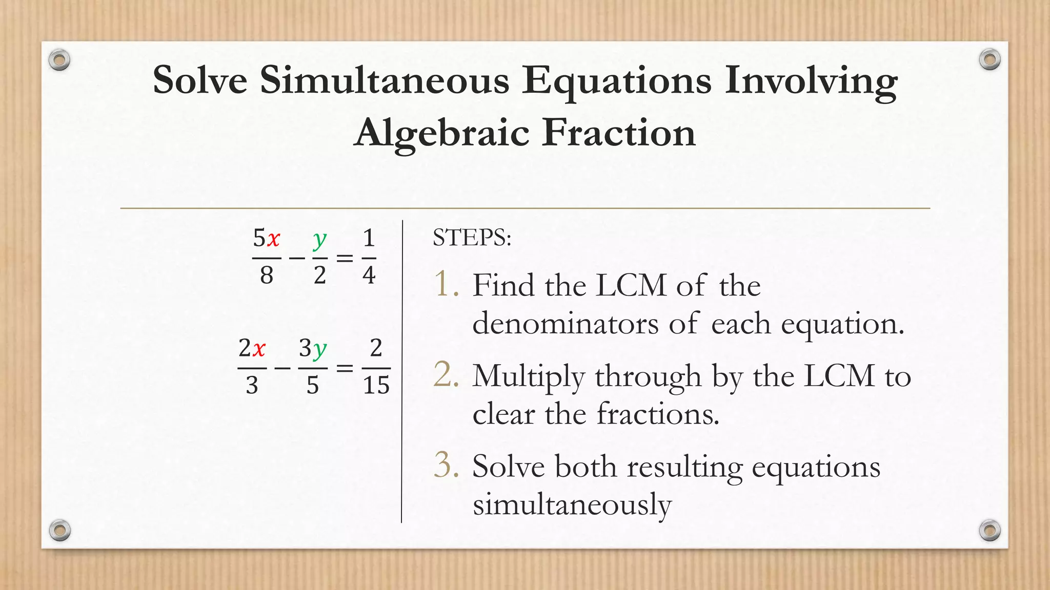 Algebraic fractions (2) | PPTX