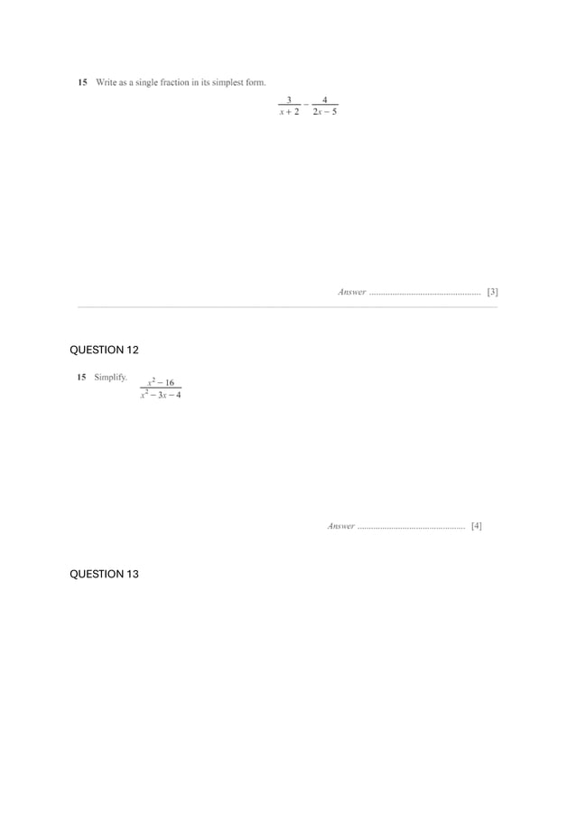 Algebraic Fractions Igcse Mathematics Pdf