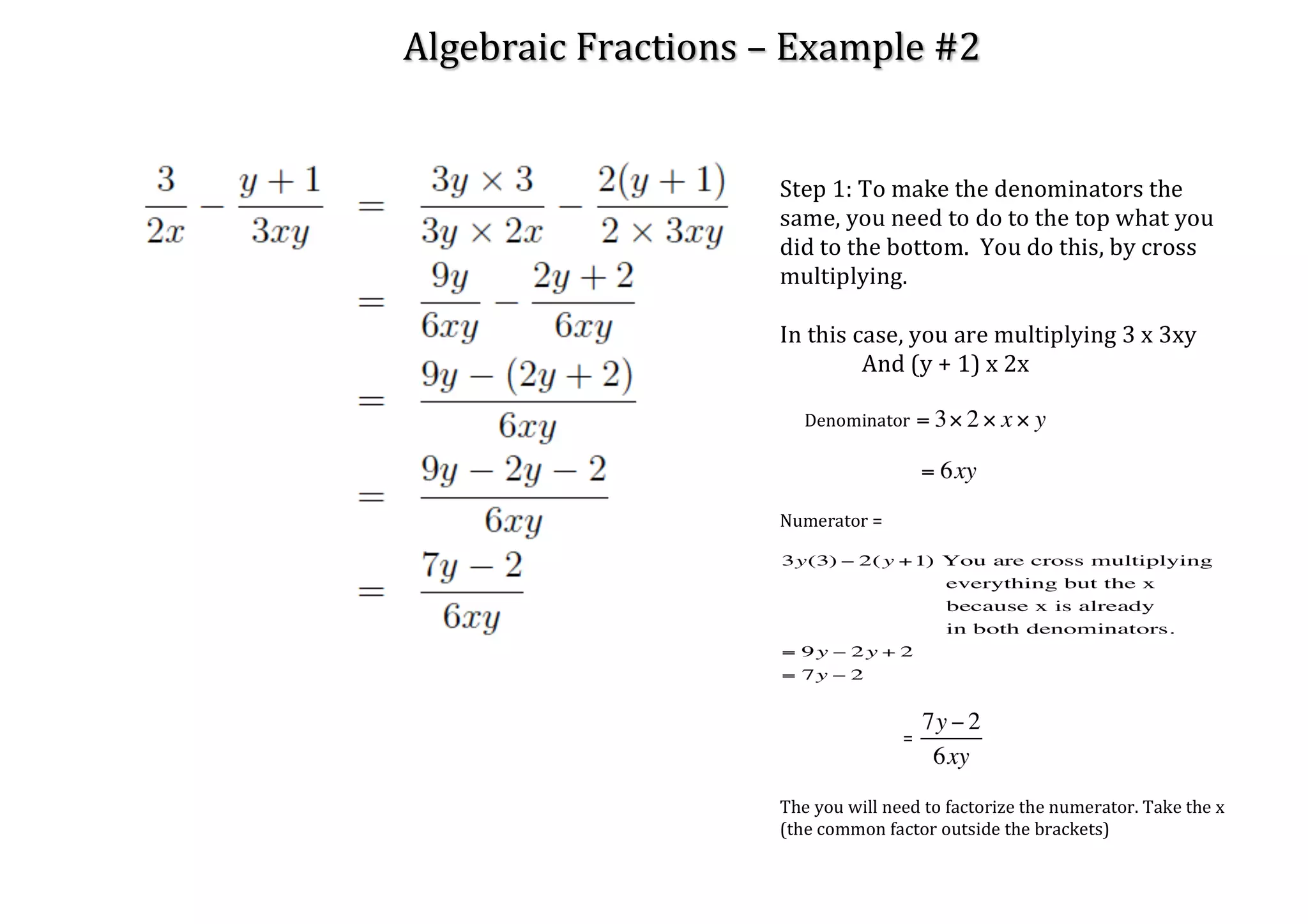 Algebraic fractions example 2 | PDF