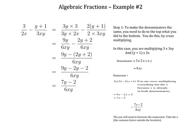 Algebraic fractions example 2 | PPT