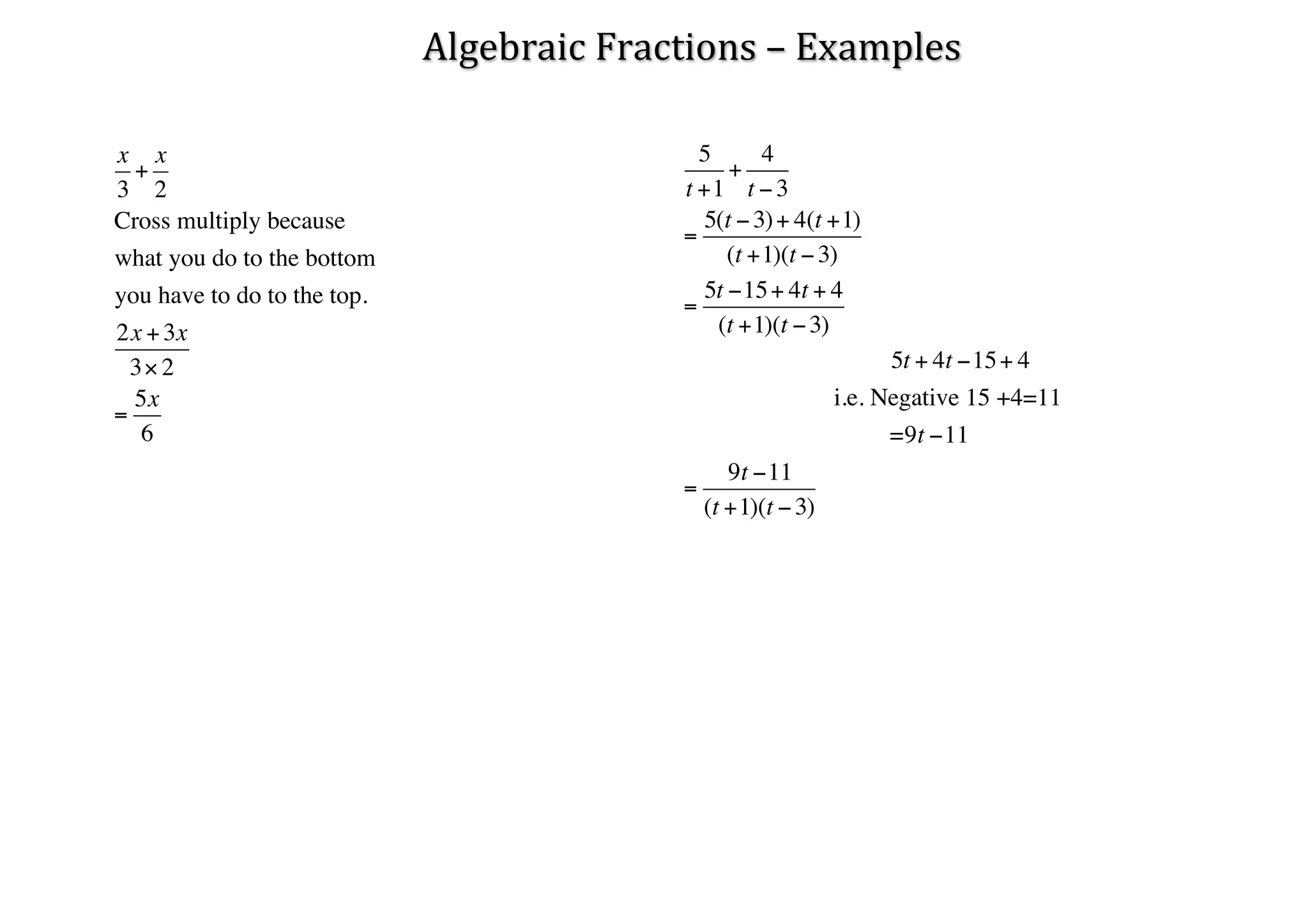 Algebraic Fractions Section 1 Ppt