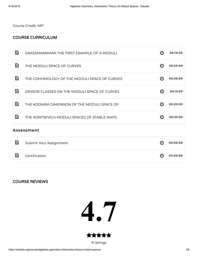 Algebraic Geometry_ Intersection Theory On Moduli Spaces - Edukite | PDF
