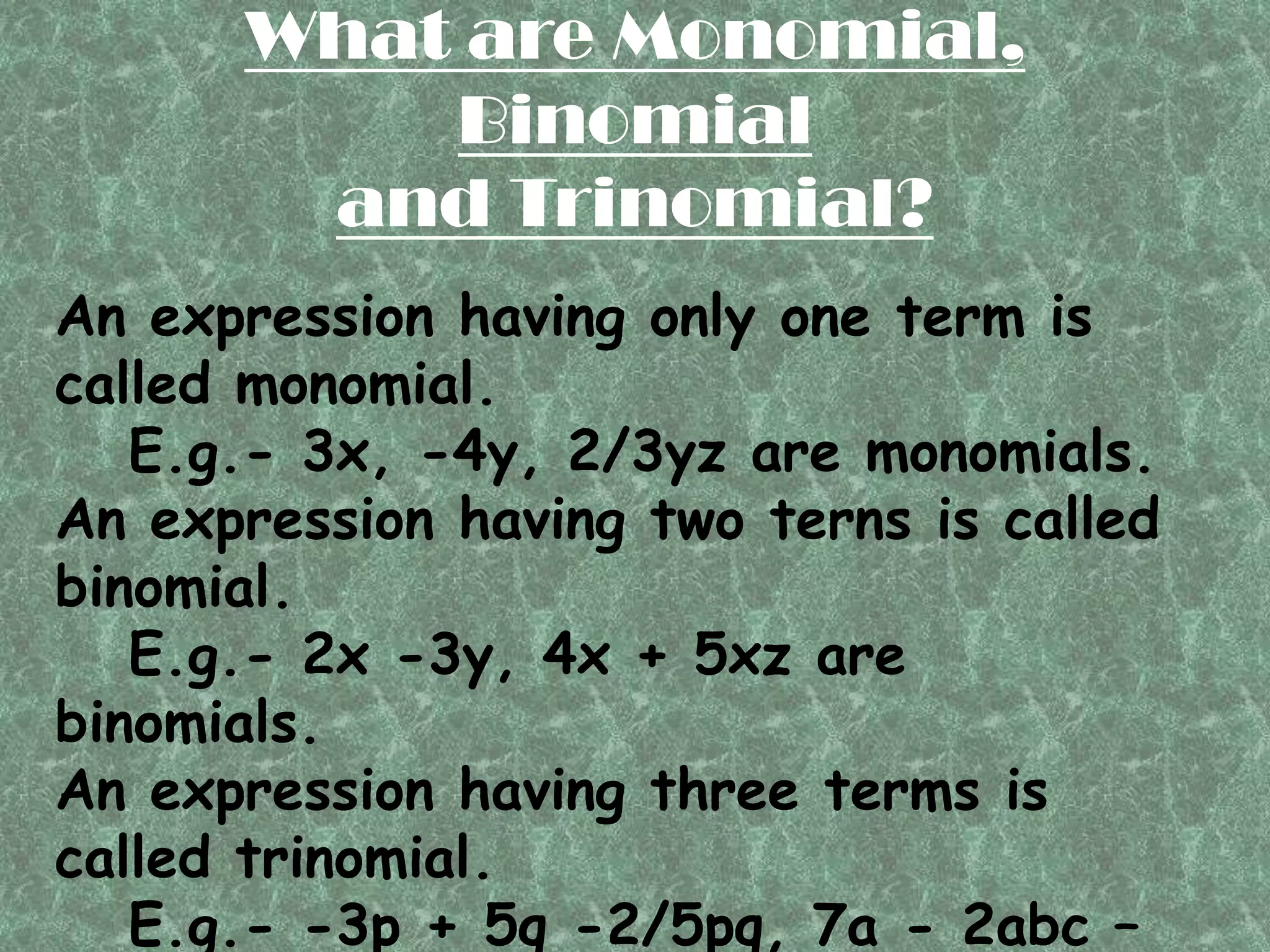 Algebraic identities | PPT