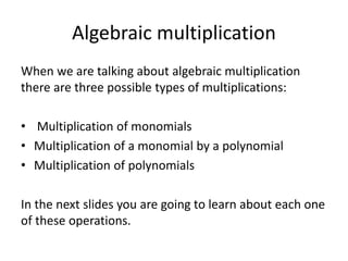 Algebraic multiplication | PPTX