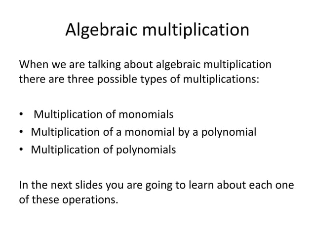 Algebraic multiplication | PPTX