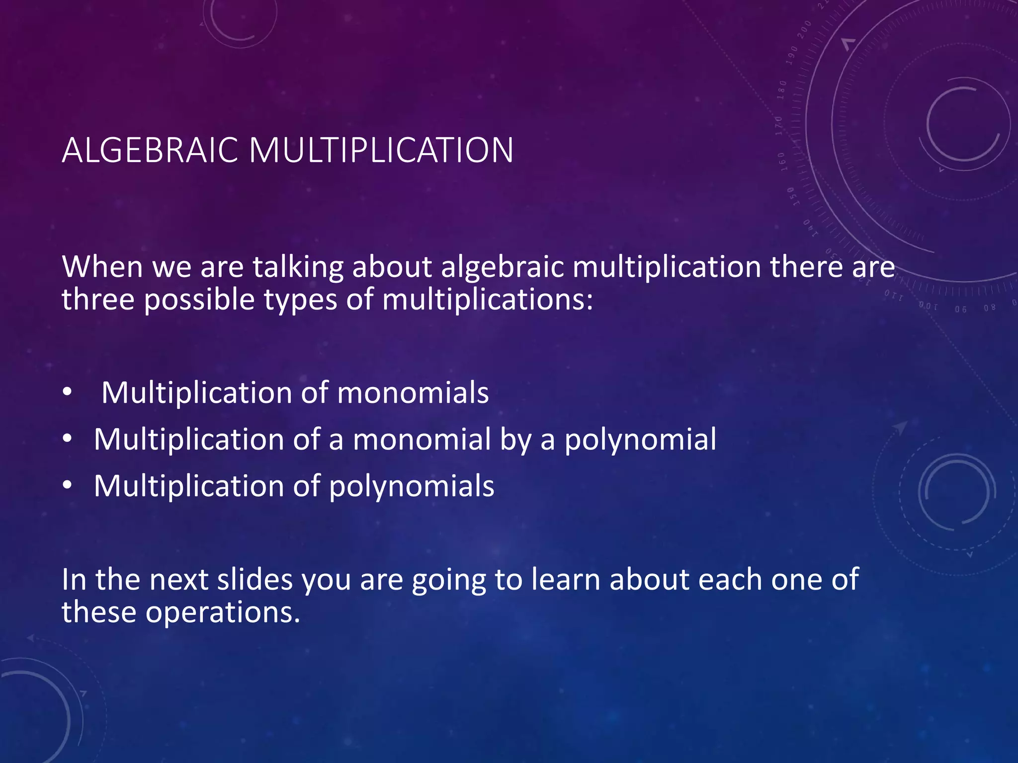 Algebraic multiplication | PPTX | Physics | Science