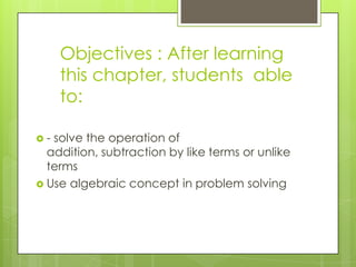 Algebraic operation (Operasi Aljabar) | PPTX