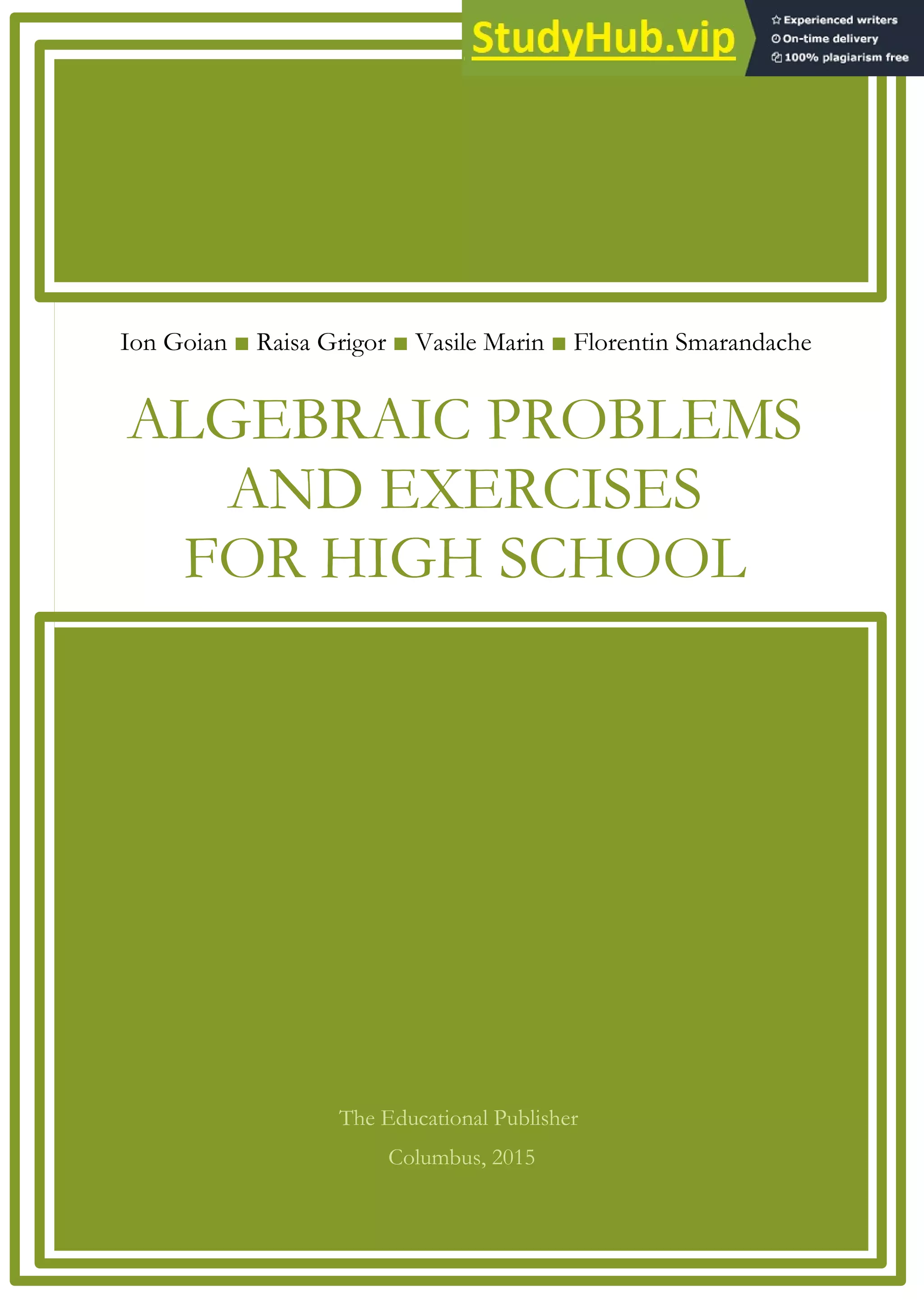Algebraic Problems And Exercises For High School | PDF