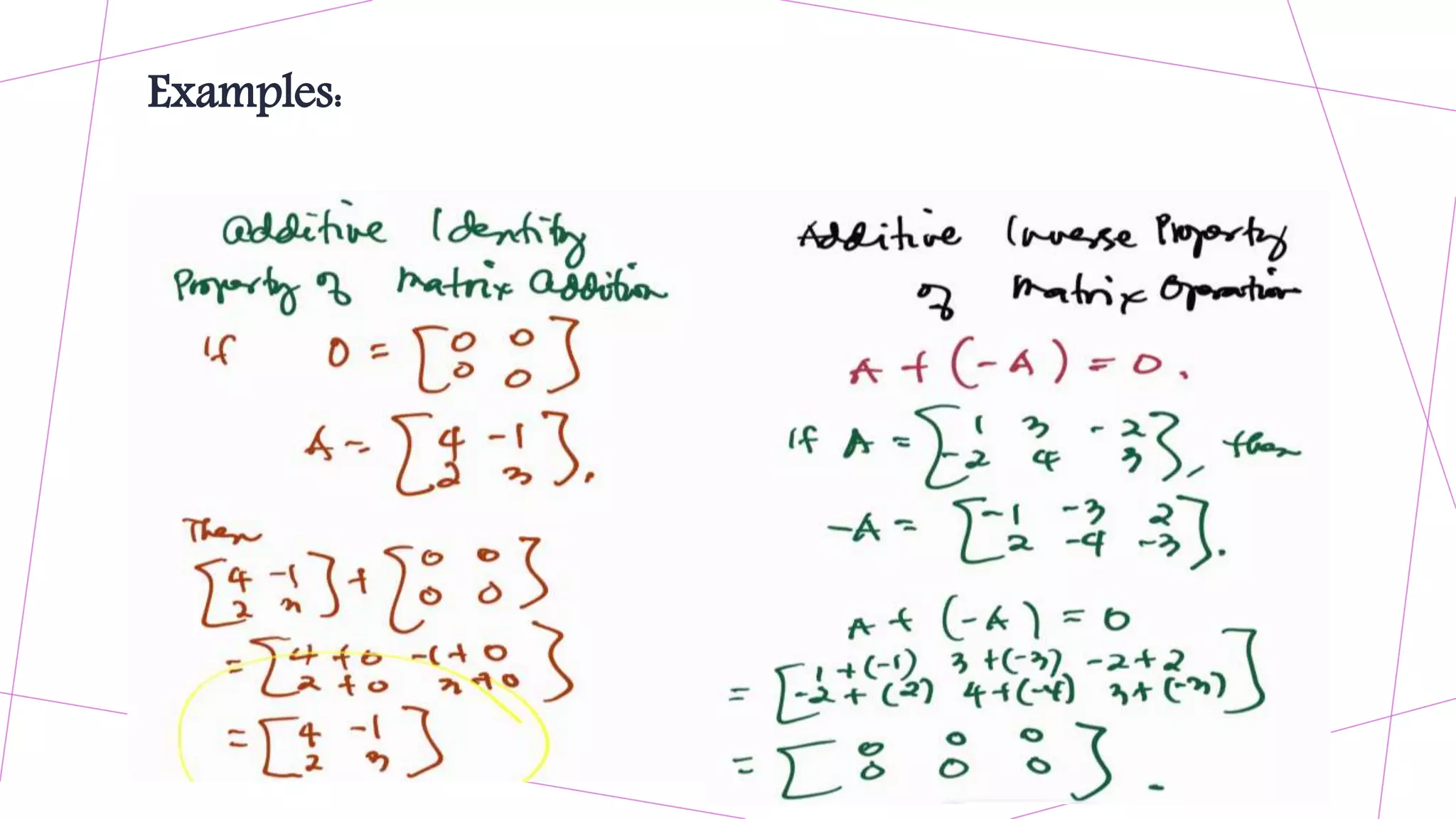 Algebraic Properties of Matrix Operations | PPTX