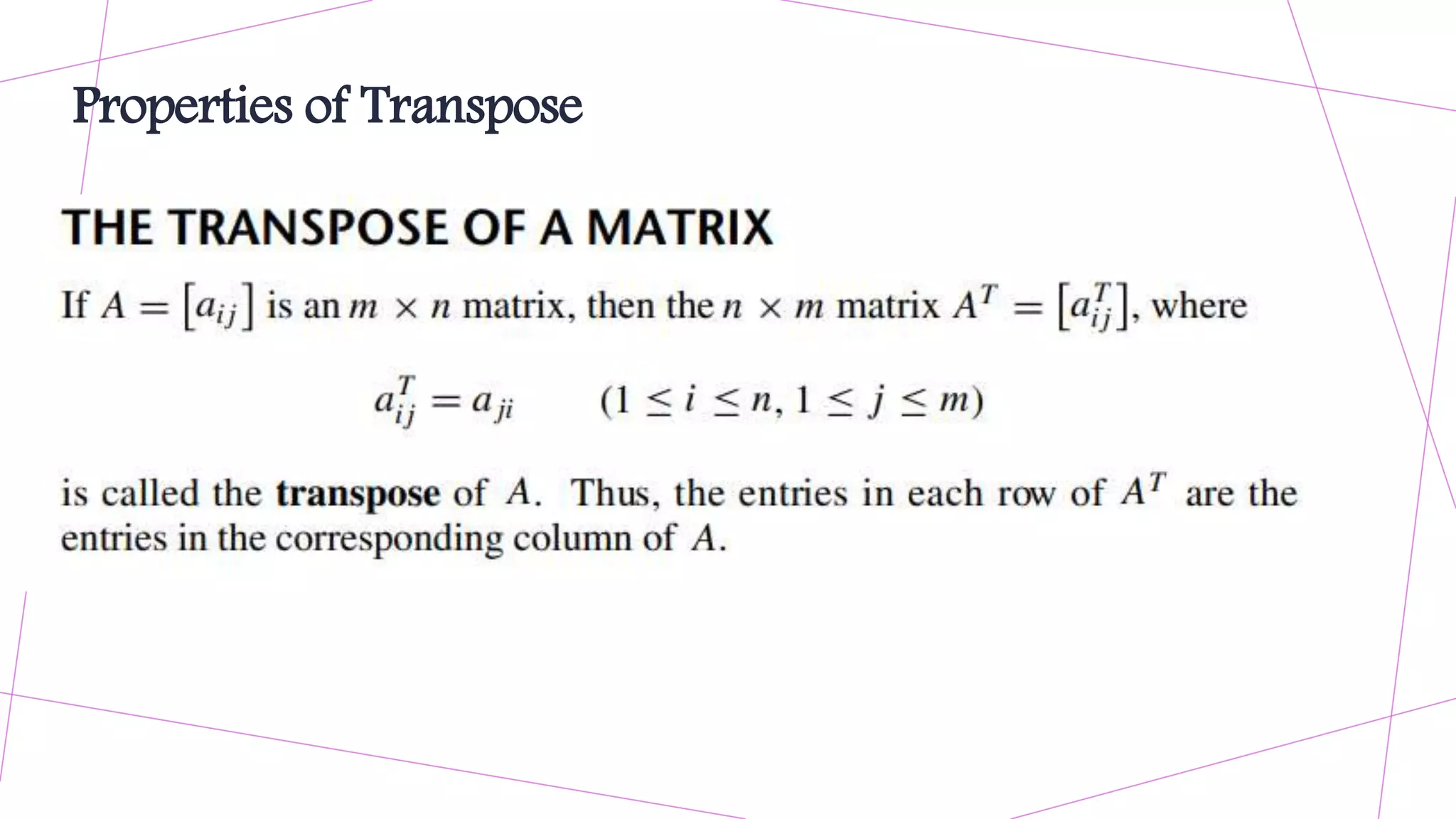 Algebraic Properties of Matrix Operations | PPTX