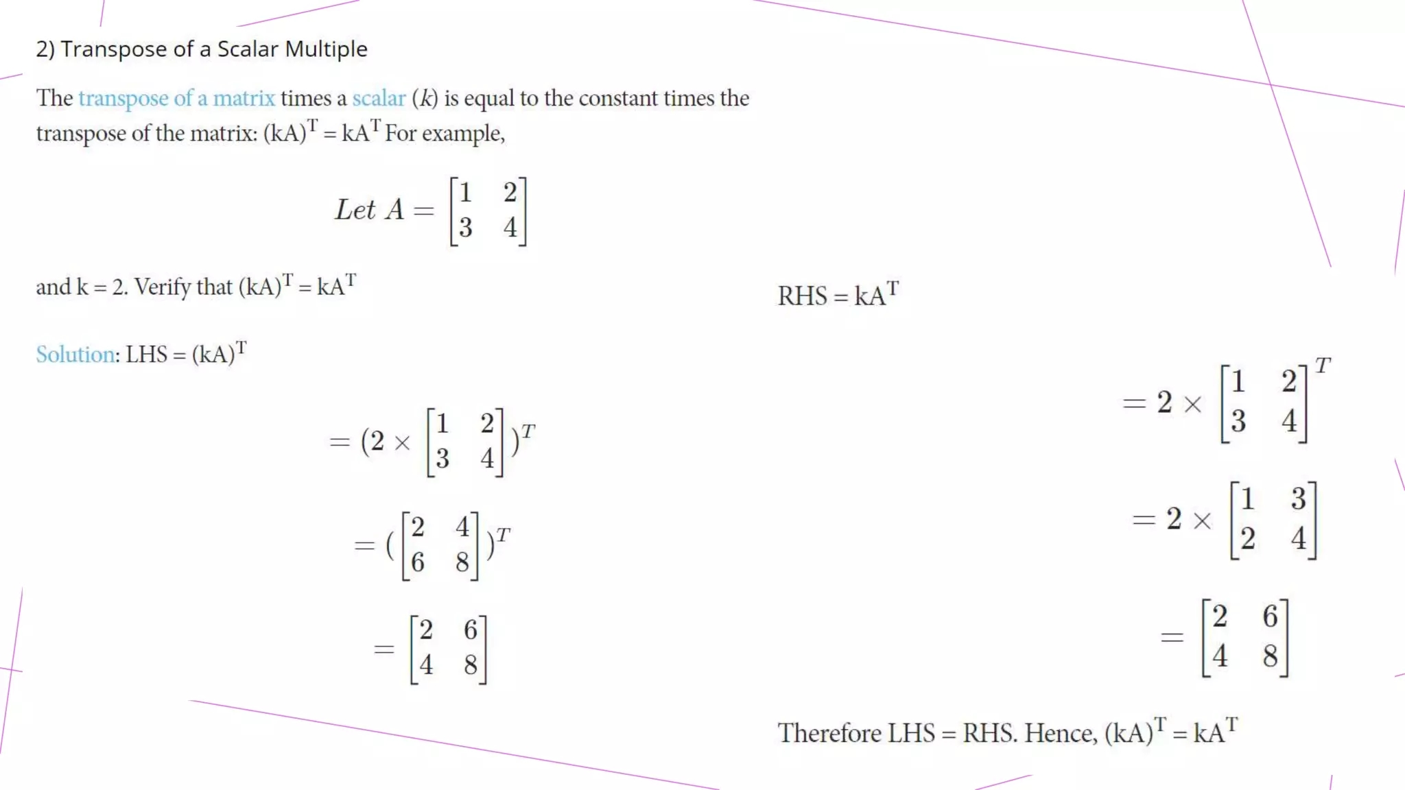 Algebraic Properties of Matrix Operations | PPTX