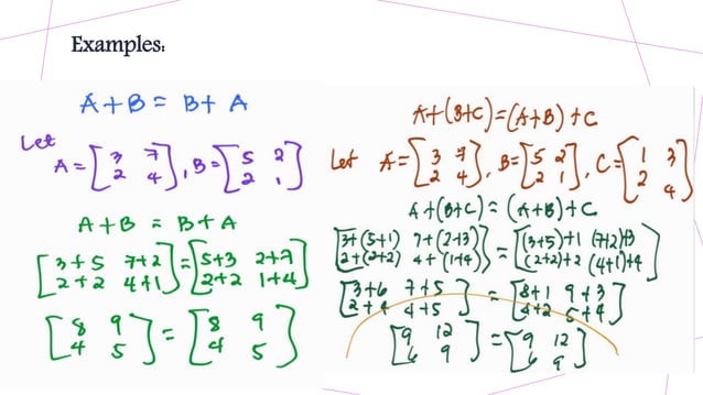 Algebraic Properties of Matrix Operations | PPTX | Programming ...