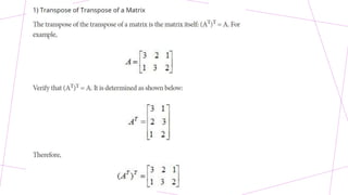 Algebraic Properties of Matrix Operations | PPTX