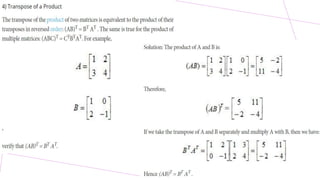 Algebraic Properties of Matrix Operations | PPTX | Programming ...