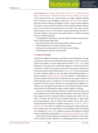 Algebraic Reasoning In Early Grade Promoting Through Lesson Study And Open Approach | PDF