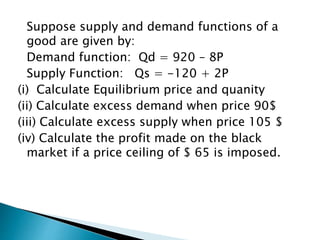 Algebraic representation of demand and supply | PPTX