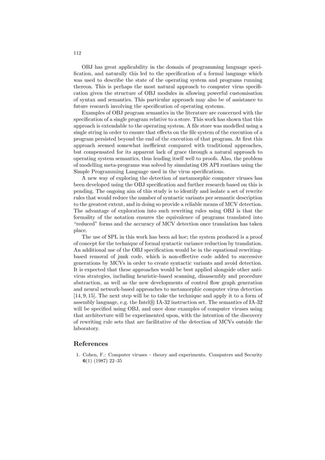 Algebraic specification of computer viruses and their environments | PDF