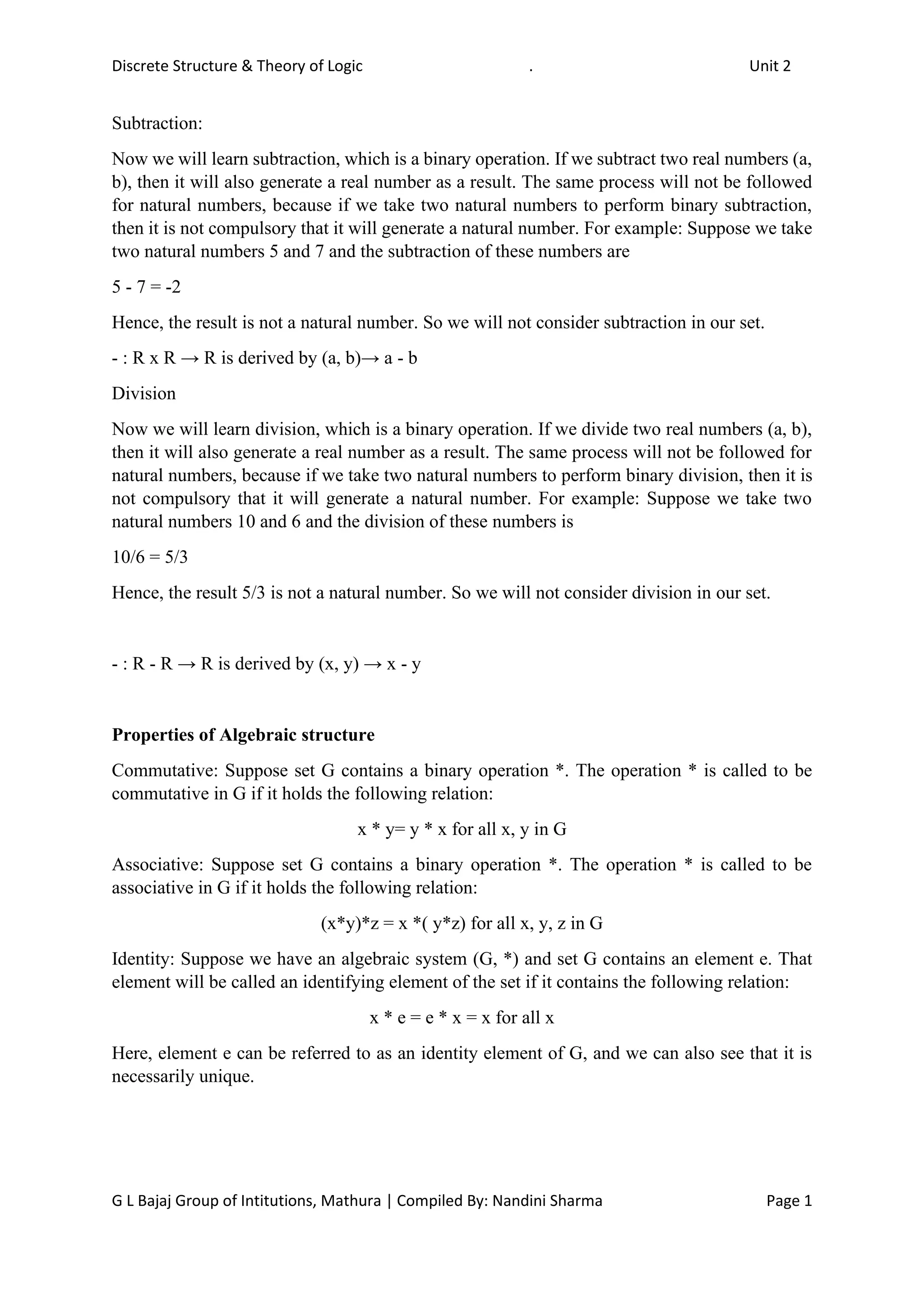 Algebraic Structure Pdf