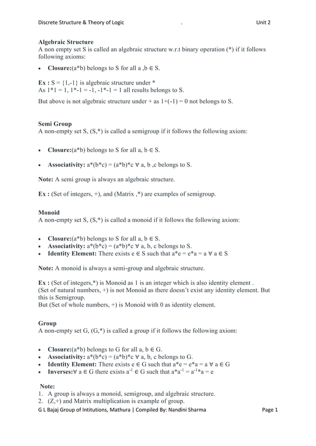 Algebraic Structure Pdf