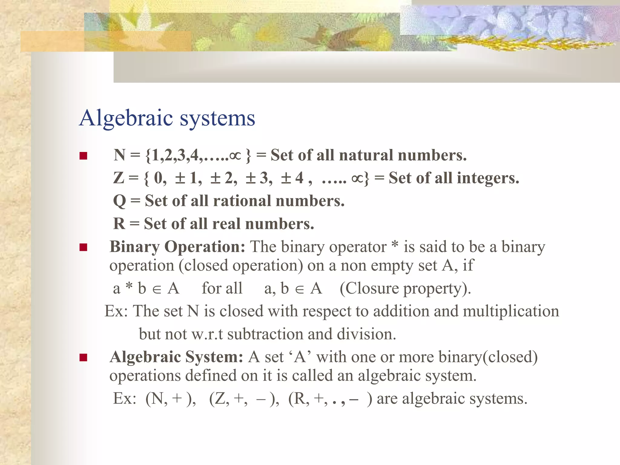 Algebraic structures | PPT