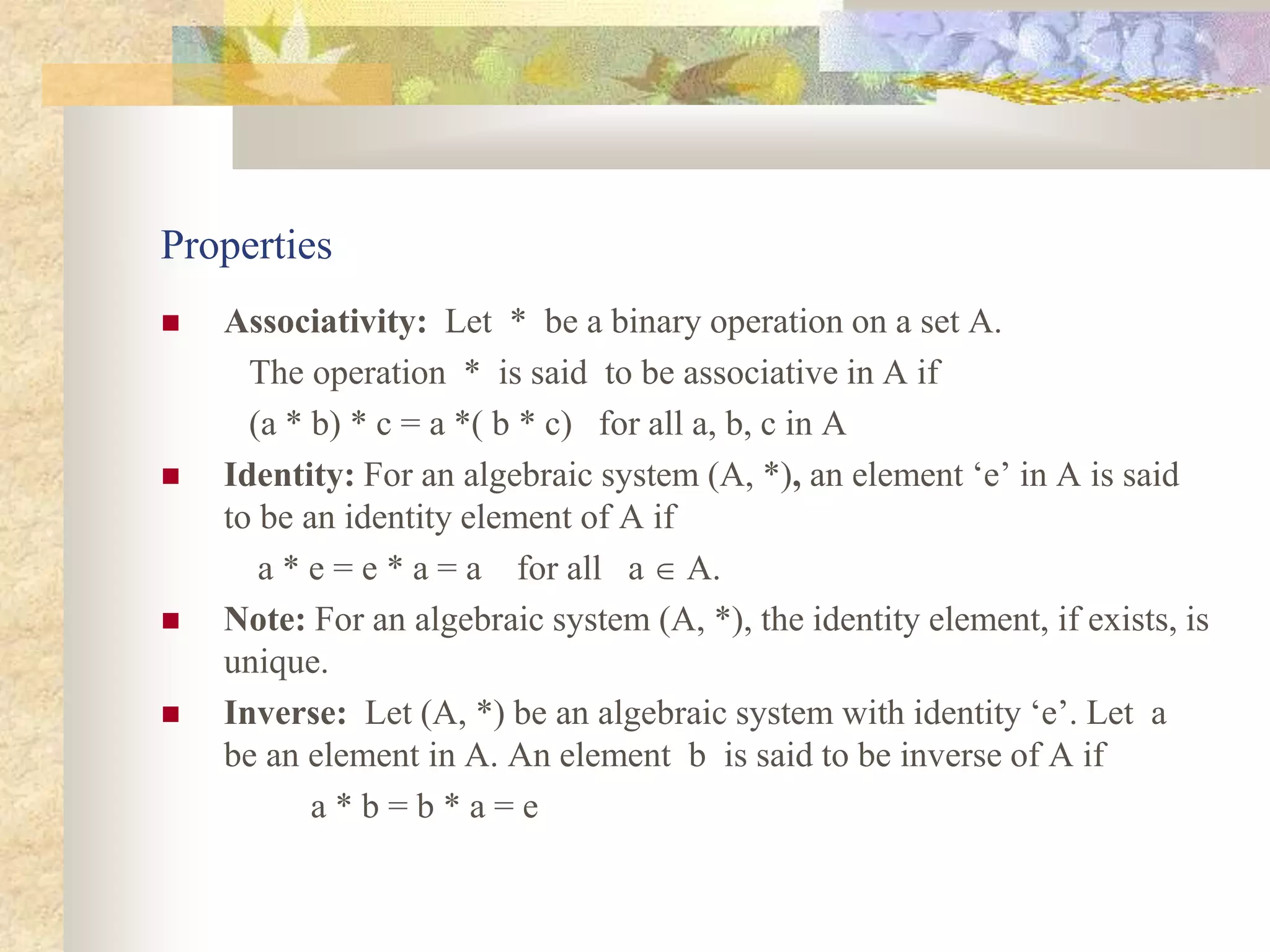 Algebraic structures | PPT