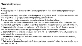 Algebraic Structures of mathematics in cns | PPTX