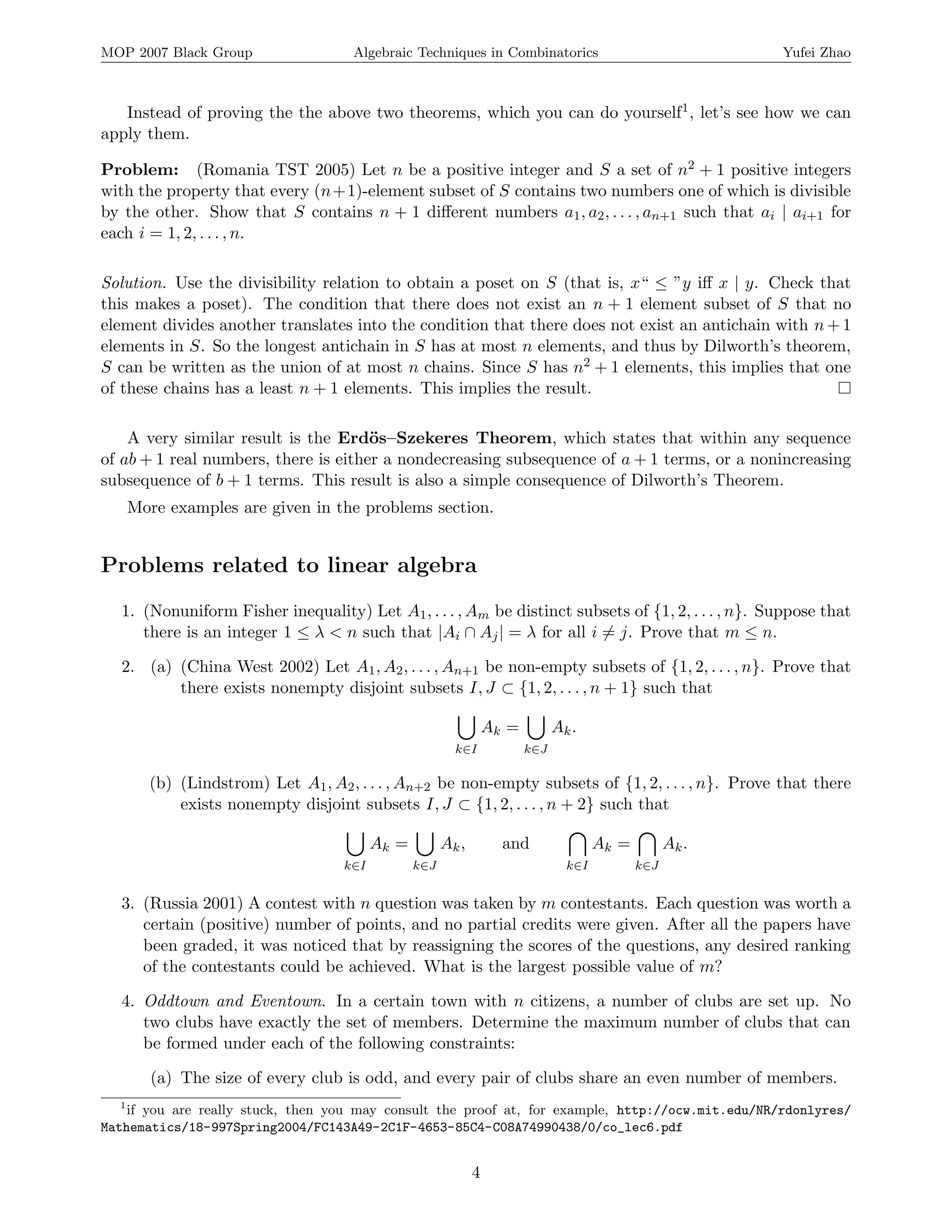 Algebraic techniques in combinatorics | PDF