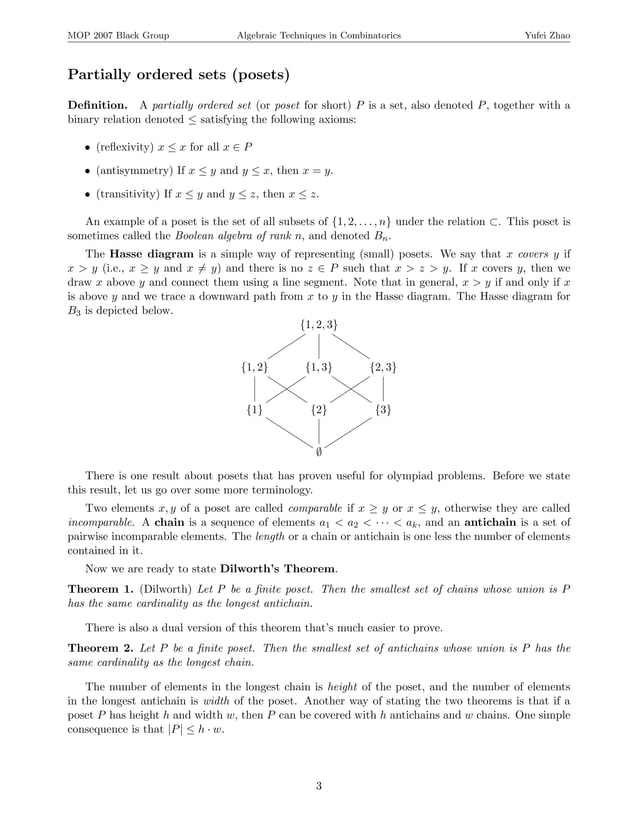 Algebraic techniques in combinatorics | PDF