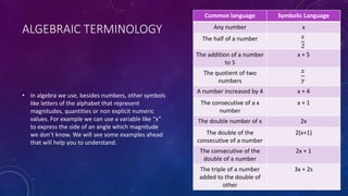 Algebraic terminology | PPTX