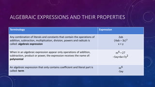 Algebraic terminology | PPTX