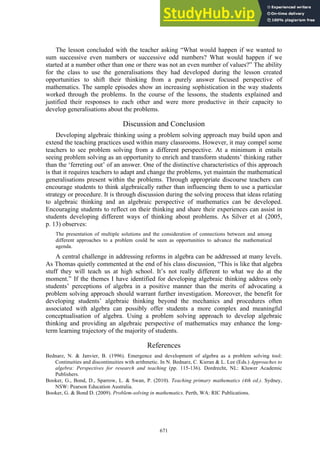 Algebraic Thinking A Problem Solving Approach | PDF | Educational Assessment | Education