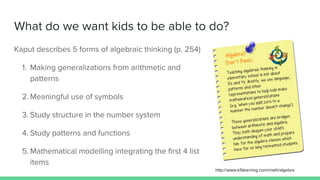 Algebraic thinking: generalizations, patterns and functions | PPTX