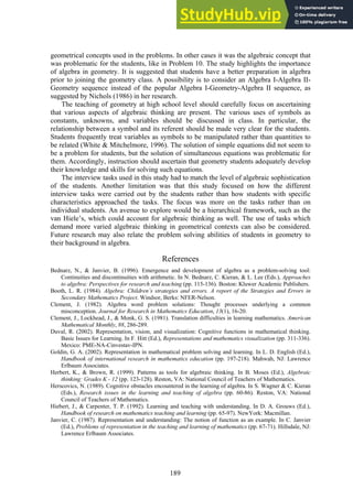 Algebraic Thinking In Geometry At High School Level Students Use Of Variables And Unknowns | PDF