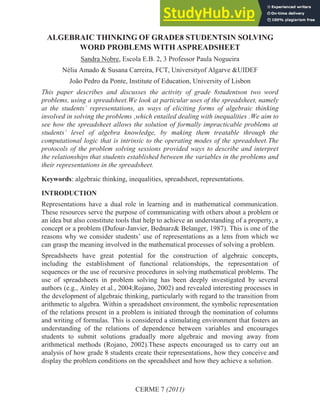 Algebraic Thinking Of Grade 8 Students In Solving Word Problems With A ...