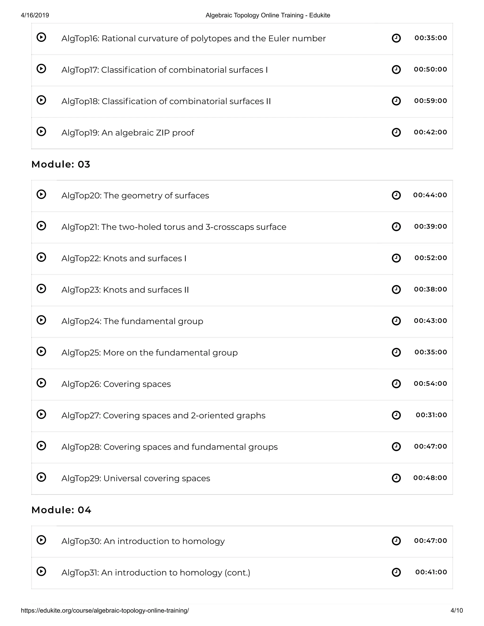 Algebraic Topology Online Training - Edukite | PDF