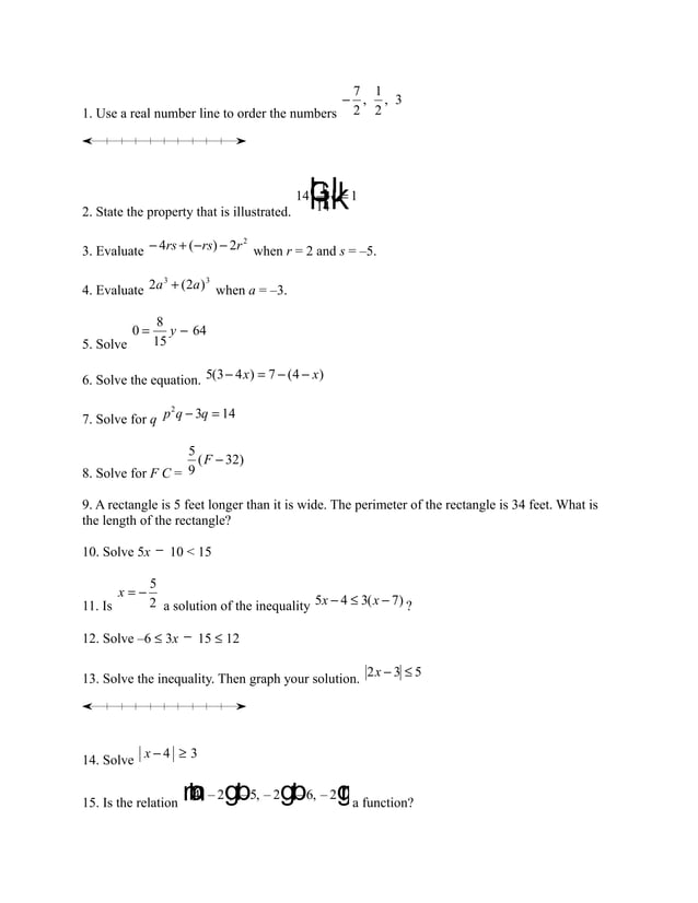 Algebra ii honors study guide | RTF