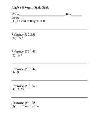 Algebra ii study guide | RTF