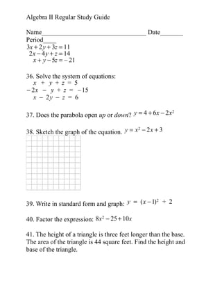 Algebra ii study guide | RTF
