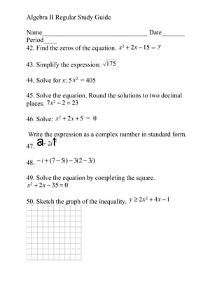 Algebra ii study guide | PDF