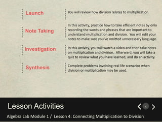 Algebra lab.module1.lesson4.mult&div | PPTX | Educational Assessment ...