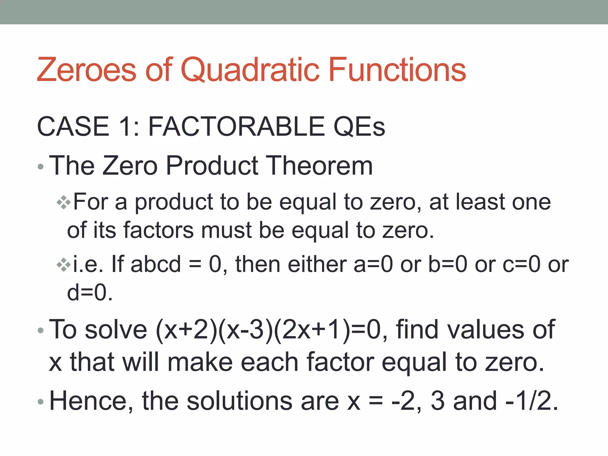 Algebra lesson 4.2 zeroes of quadratic functions | PPT