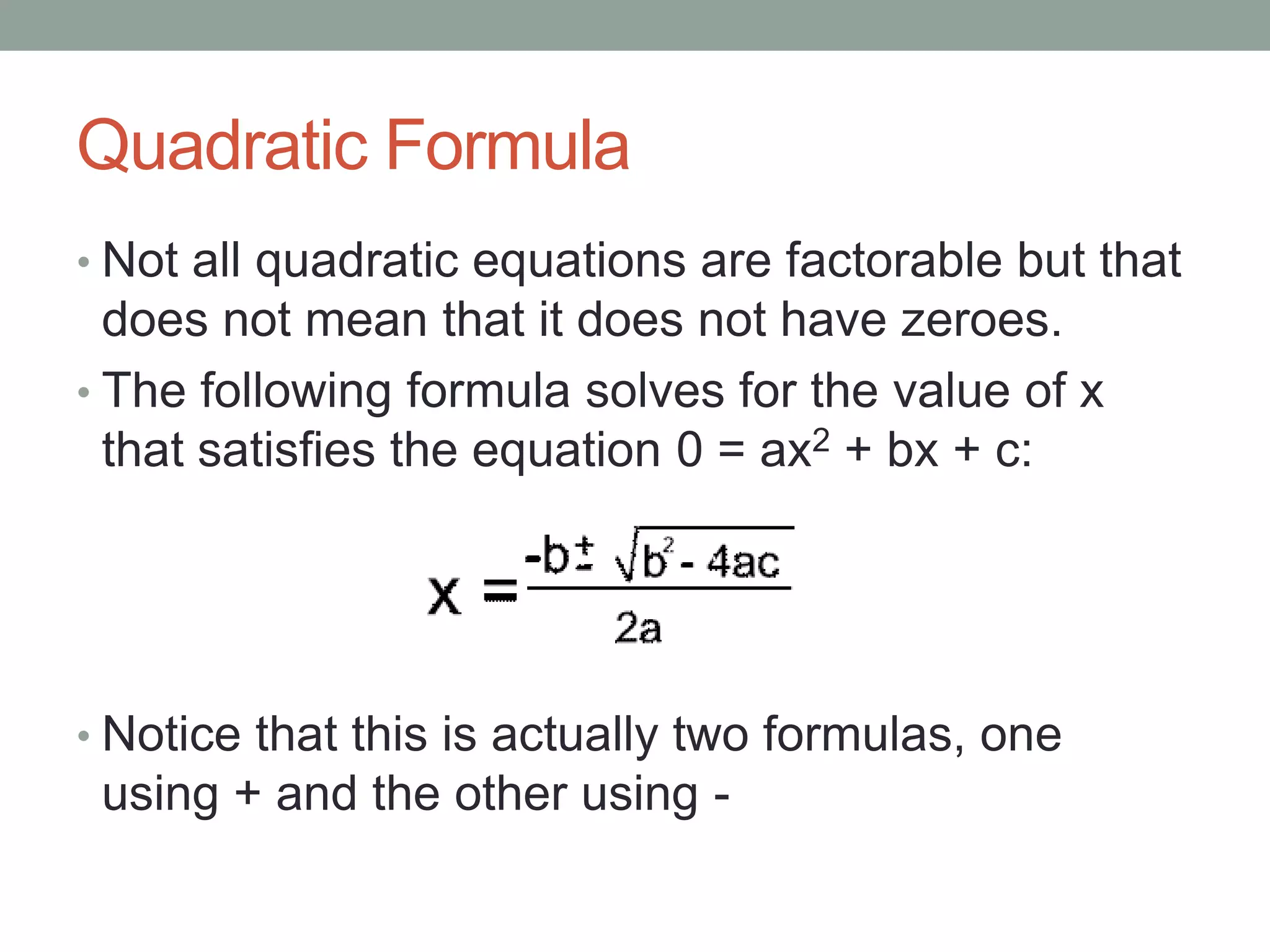 Algebra lesson 4.2 zeroes of quadratic functions | PPT