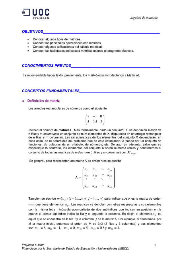 Algebra matrices | PDF