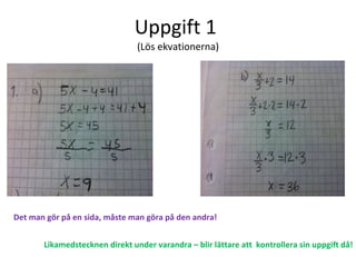 Algebra och ekvationer prov 1 | PPT