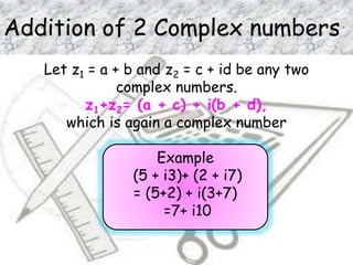 Algebra of complex numbers | PPTX
