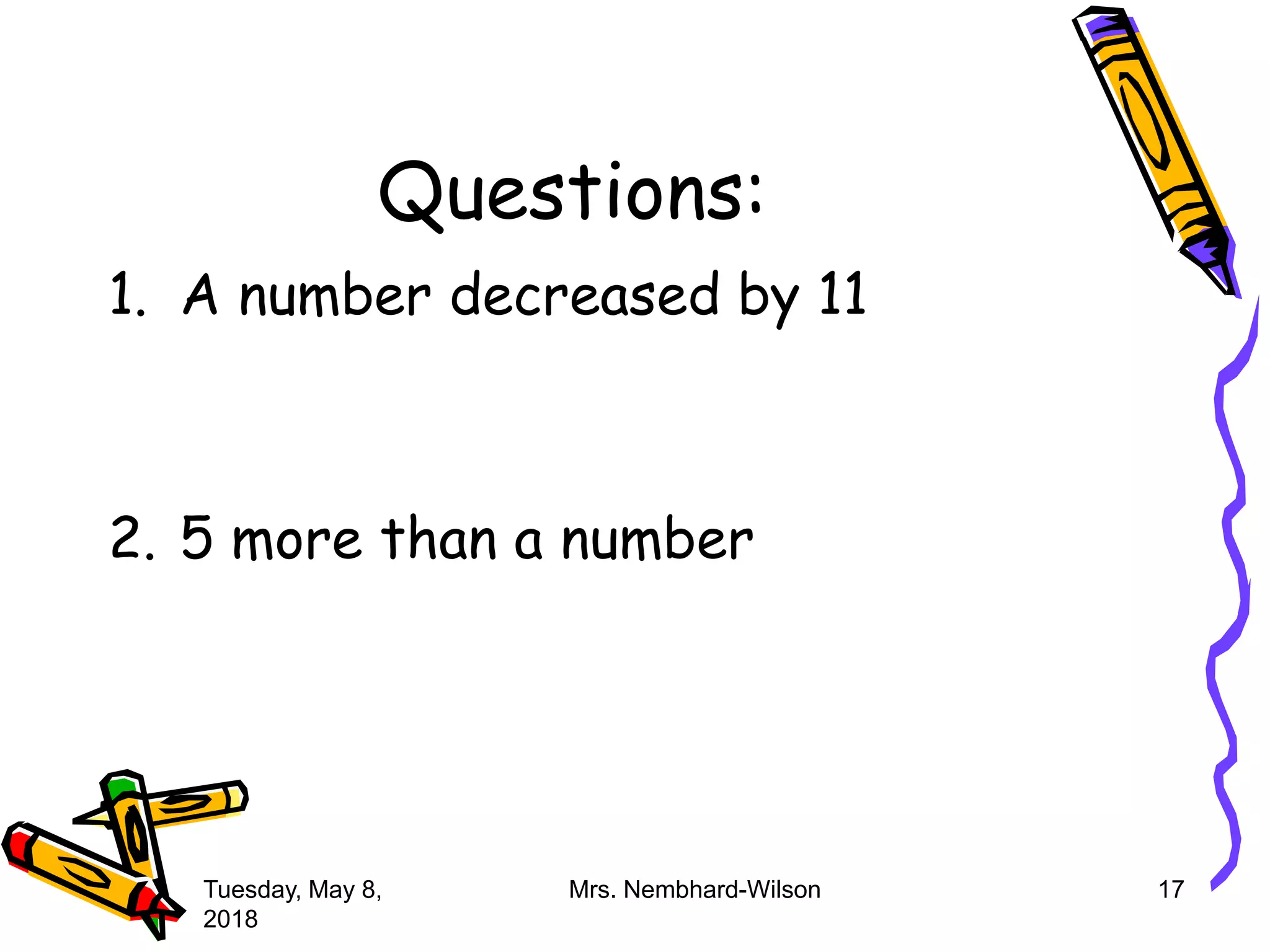 Algebra PowerPoint Mrs. N. Wilson | PPT
