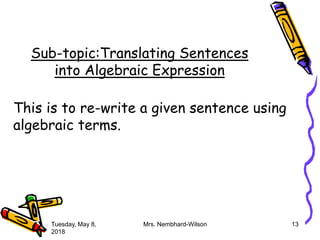 Algebra PowerPoint Mrs. N. Wilson | PPT