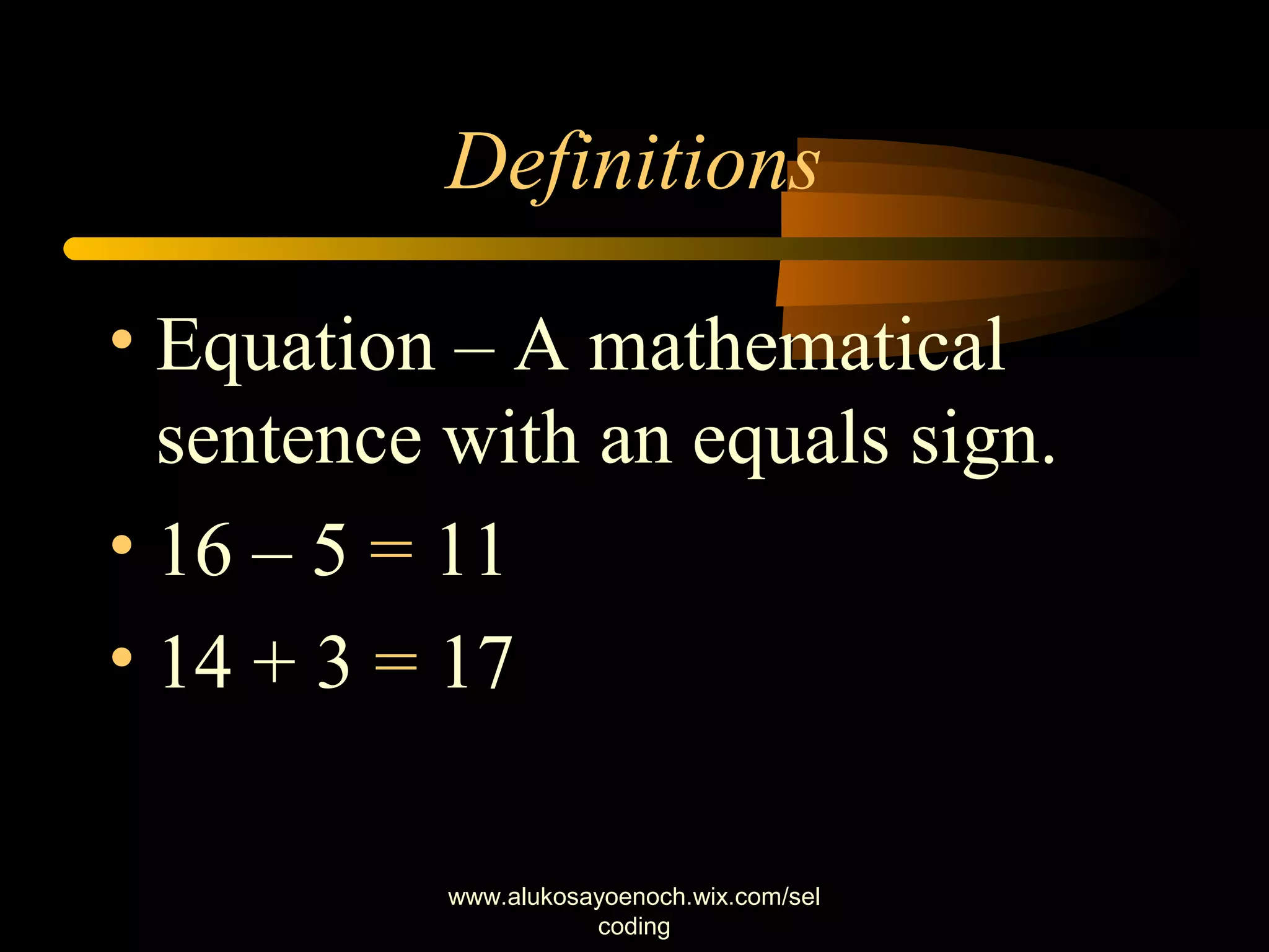 Algebra prep5 equation | PPT