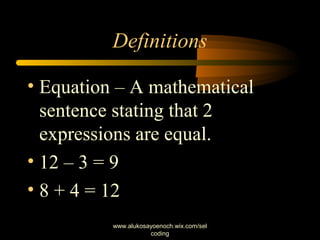 Algebra prep5 equation | PPT