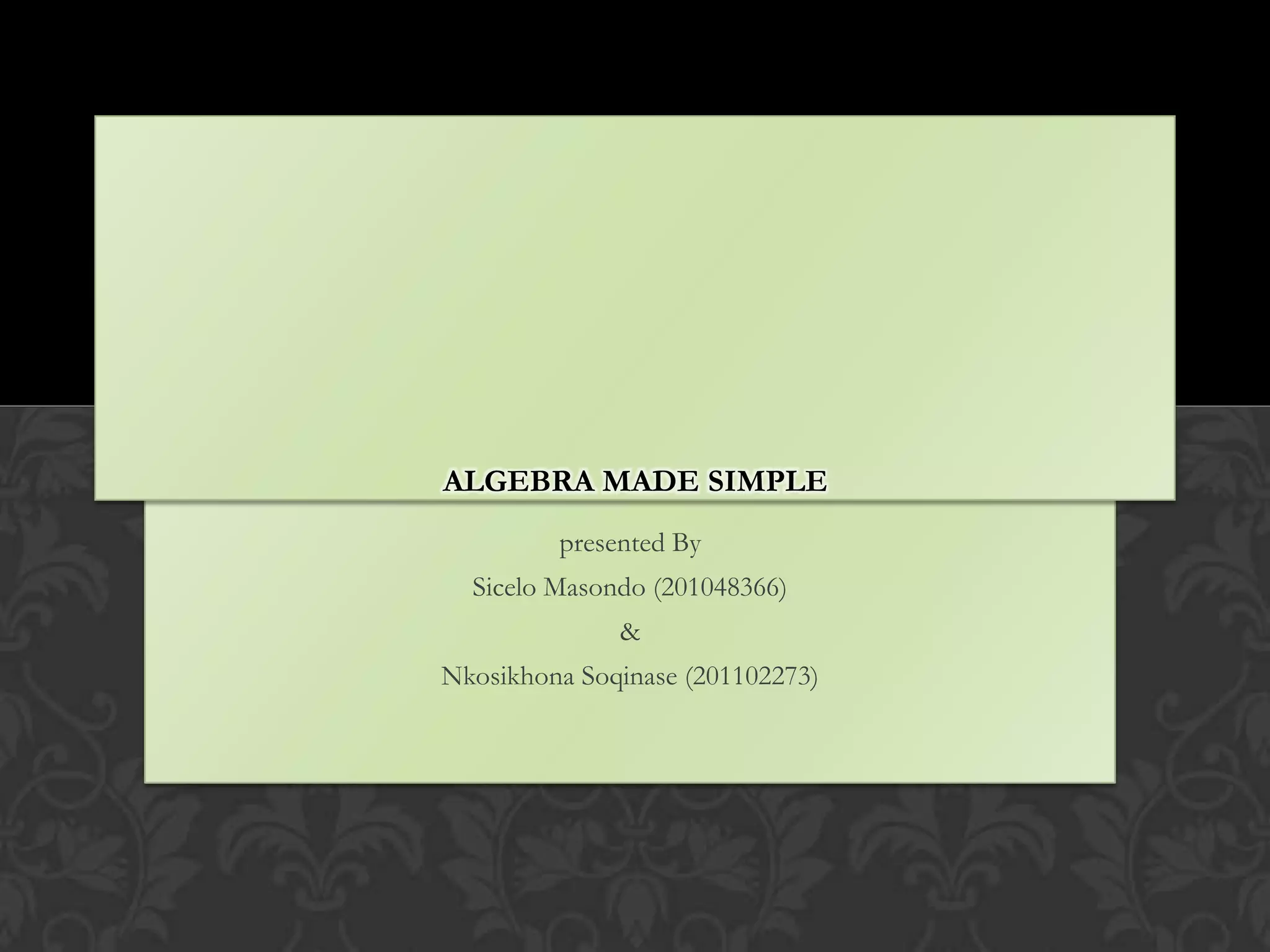 Algebra presentation | PPTX